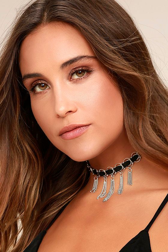 Cool Choker - Black and Silver Choker Necklace - $18.00 - Lulus