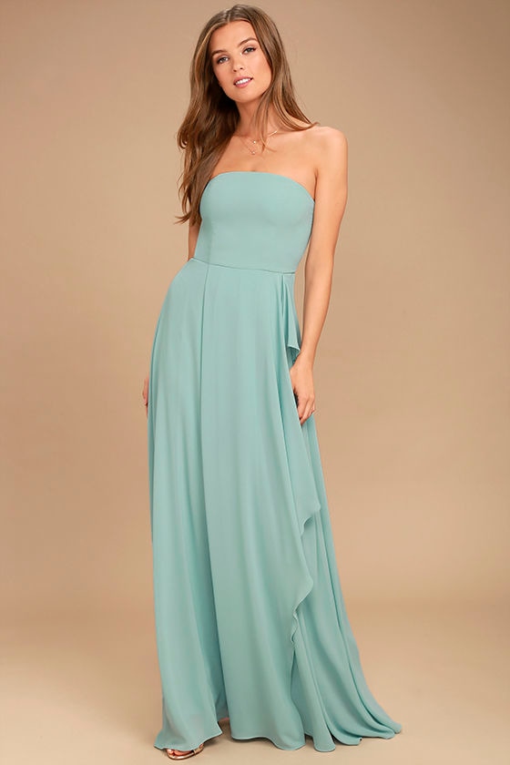 Elegant Turquoise Dress - Strapless Maxi Dress - Strapless Dress - $84. ...