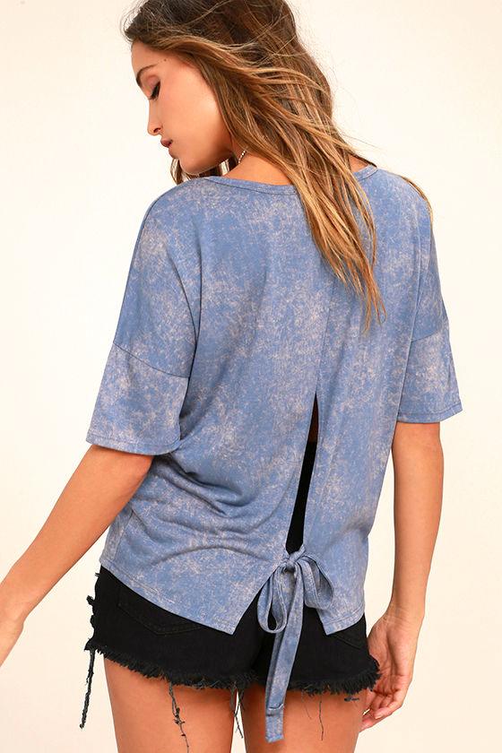 Cool Blue Top - Acid Wash Top - Dolman Top - Open Back Top - $43.00 - Lulus