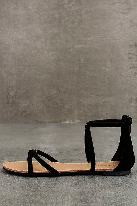 Cute Black Suede Sandals - Vegan Leather Sandals - Black Suede Sandals ...