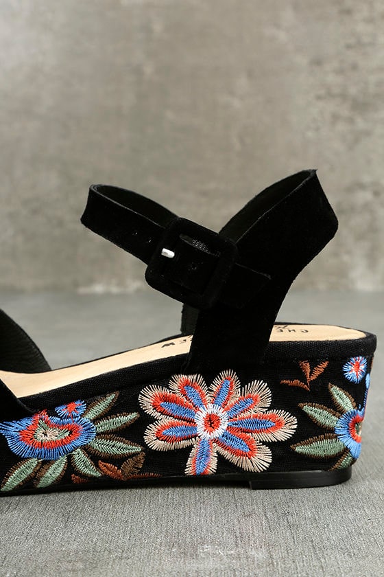 Chelsea Crew Fancy Platform - Embroidered Platforms - Black Suede ...