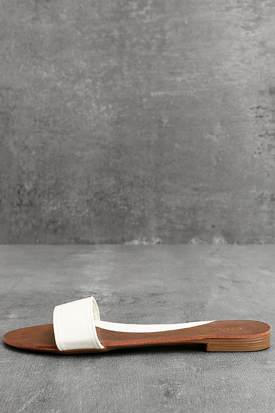 Cute White Sandals - White Slide Sandals - Vegan Leather Slides - $17. ...