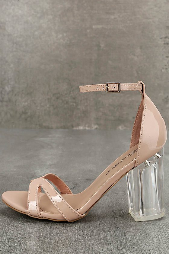 Pretty Patent Blush Heels - Lucite Heels - Vegan Leather Heels - $39.00 ...