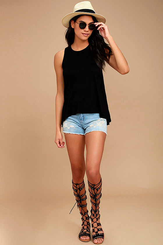 Cute Black Top - Tank Top - Open Back Top - Sleeveless Top - Lulus