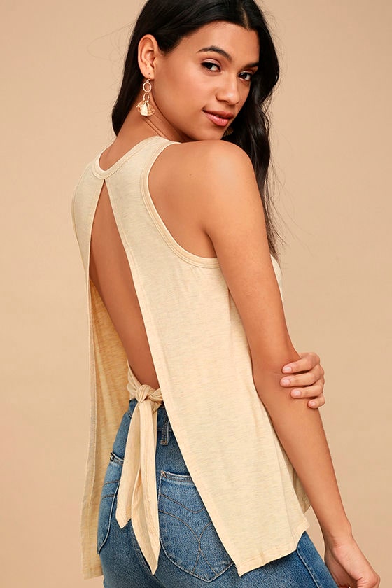 Cute Light Beige Top - Tank Top - Open Back Top - $26.00 - Lulus