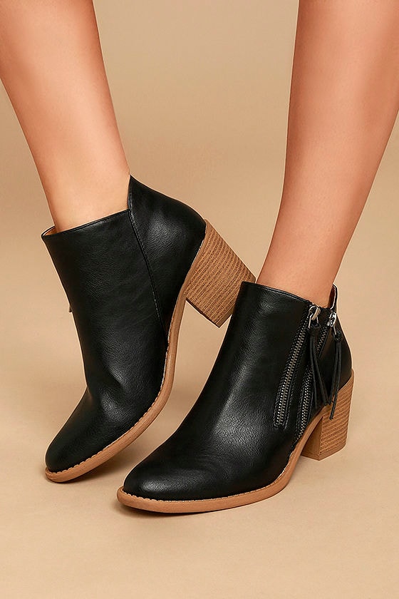 Cool Black Booties - Double Zipper Booties - Vegan Leather Booties ...