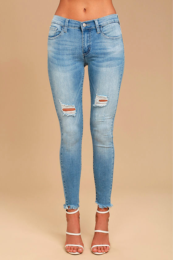 Cool Light Wash Jeans - Distressed Jeans - Skinny Jeans - $64.00 - Lulus