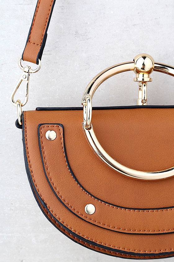 Trendy Brown Purse - Ring Handle Purse - Vegan Leather Purse - $31.00