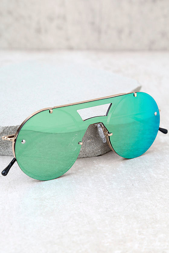 Spitfire Algorithm Sunglasses - Green and Mirrored Sunglasses - Trendy ...