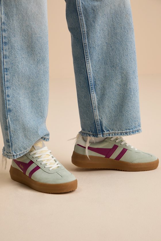 Gola Athena Matcha & Fuchsia - Suede Leather Sneakers - Sneakers - Lulus