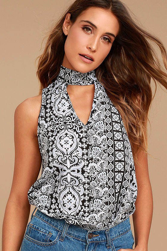 Cute Black Top - Paisley Print Top - Sleeveless Top - $36.00 - Lulus