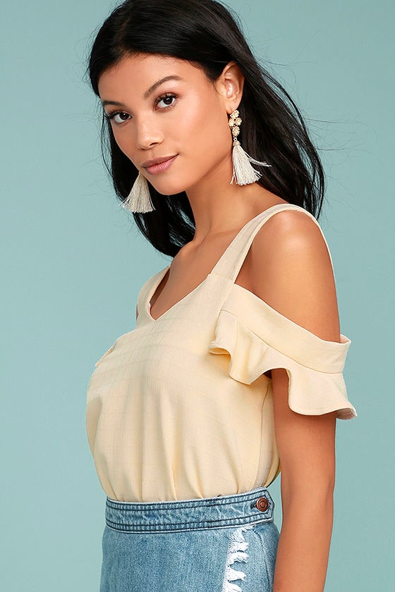 Cute Cream Top - Off-the-Shoulder Top - Short Sleeve Top - $38.00