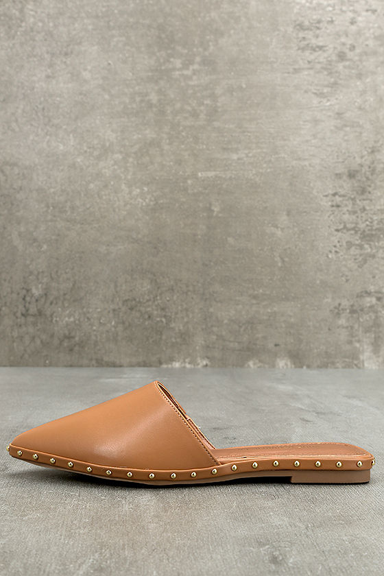 Trendy Loafer Slides - Camel Slides - Studded Slides - Vegan Leather ...