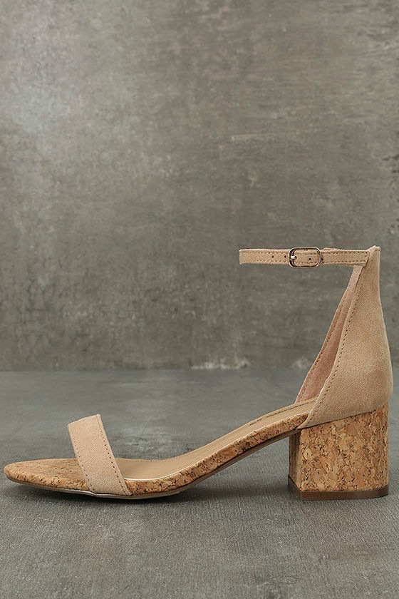 Cute Cork Heels - Ankle Strap Heels - Vegan Suede Heels - $28.00 - Lulus