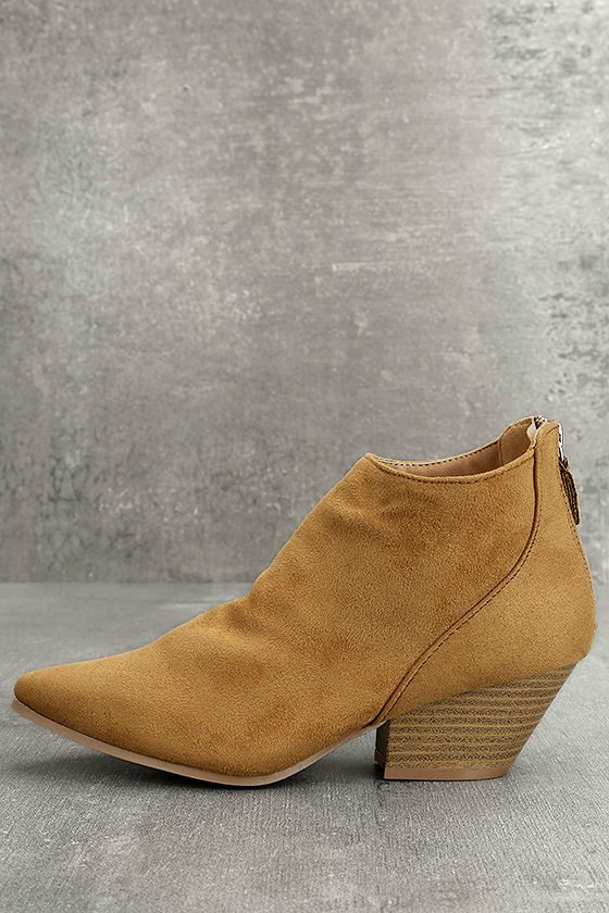 Cute Tan Booties - Vegan Suede Booties - Ankle Booties - $38.00 - Lulus