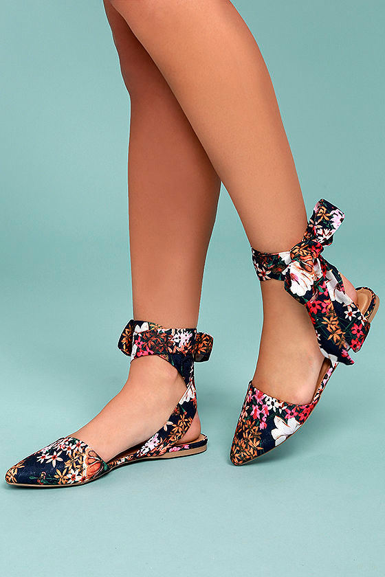 Cute Floral Print Flats - Lace-Up Flats - Vegan Flats - $28.00 - Lulus