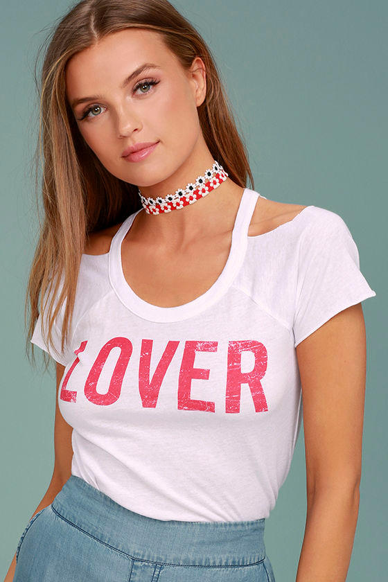Chaser Lover - White Tee - Graphic Tee - Cold Shoulder Tee - $63.00 - Lulus