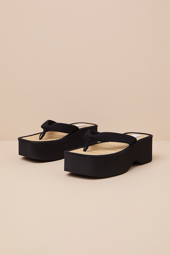 Beach by Matisse Vero - Black Platform Sandals - Thong Platforms - Lulus