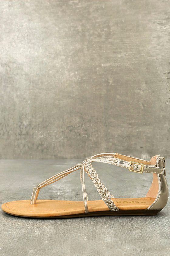 Report Lamont - Gold Sandals - Vegan Leather Sandals - $43.00 - Lulus