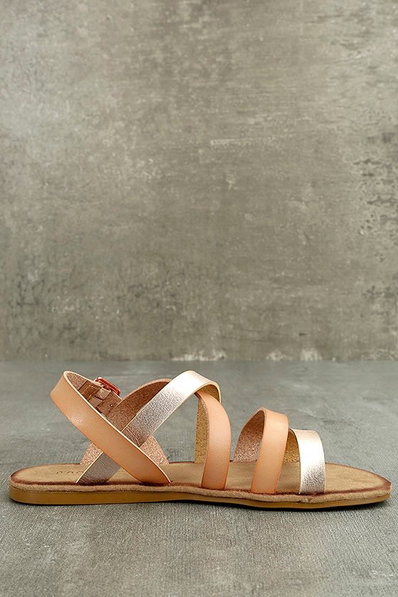 Chic Blush Metallic Sandals - Multi Colored Vegan Sandals