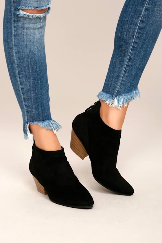 Cute Black Booties - Vegan Suede Booties - Ankle Booties - $38.00 - Lulus