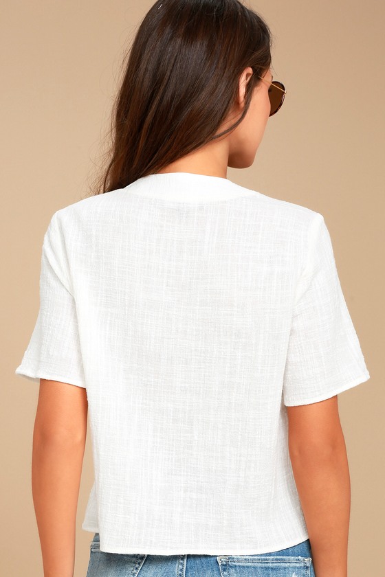 Cute White Top Button Up Top Crop Top Button Up Crop Top
