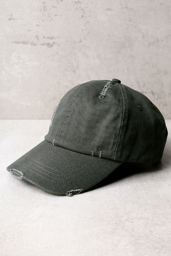 Trendy Dark Grey Baseball Cap - Cotton Baseball Cap - Distressed ...
