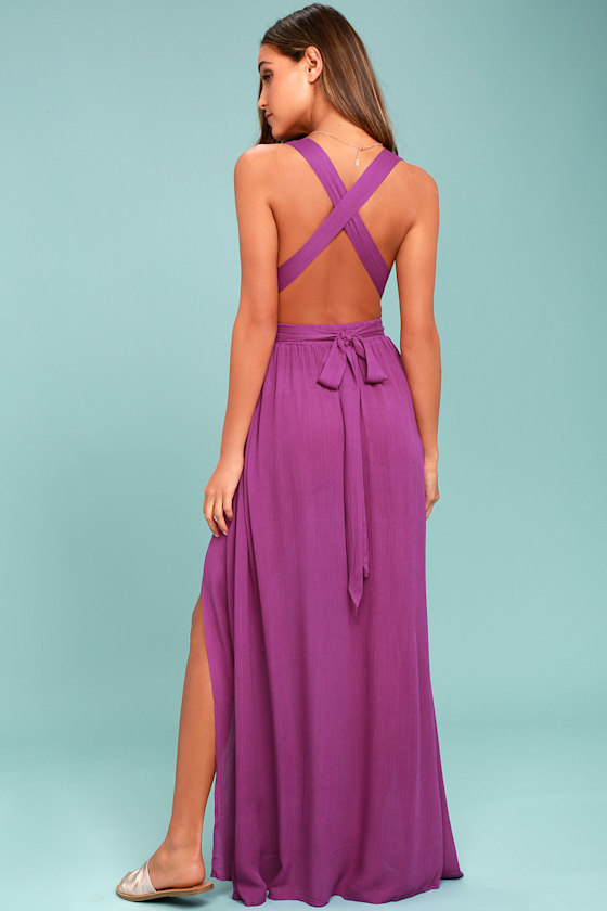 Lovely Magenta Dress Halter Dress Maxi Dress Halter Maxi