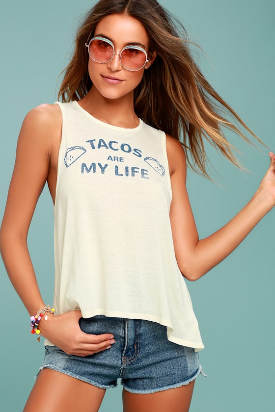 Chaser Taco Life - Cream Tank Top - Graphic Tank Top - Lulus