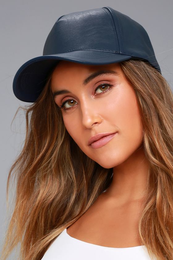 Chic Vegan Leather Baseball Cap - Navy Blue Baseball Cap - $15.00 - Lulus