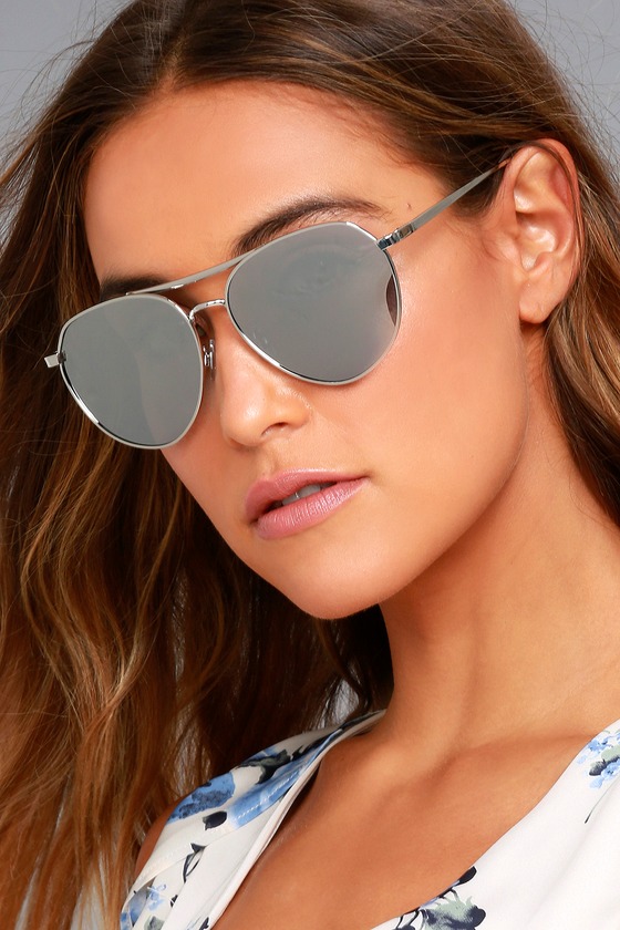 Classic Silver Aviator Sunglasses Mirrored Sunglasses Silver