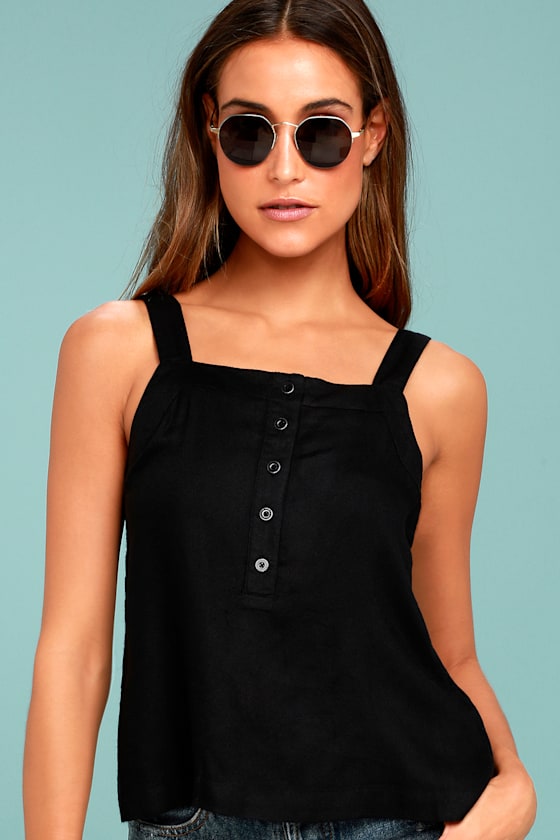 RVCA Changeling - Black Top - Tank Top - Open Back Top - $45.00 - Lulus