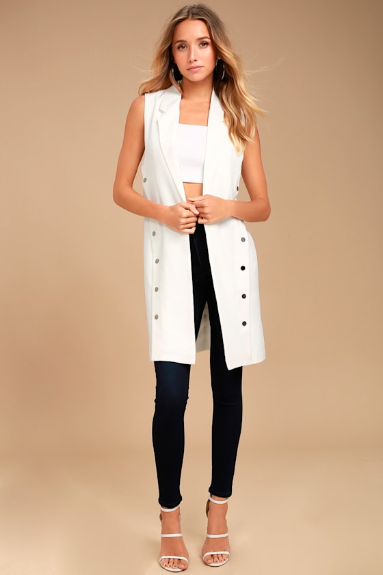 Chic White Vest - Long Vest - Button Vest - Structured Vest - Lulus