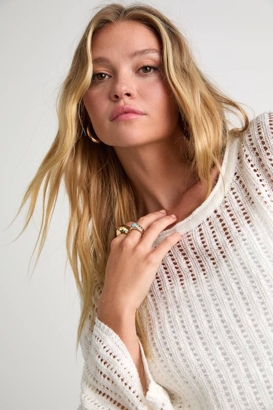 Ivory Sweater - Open Knit Pullover - Cropped Sweater - Sweater - Lulus
