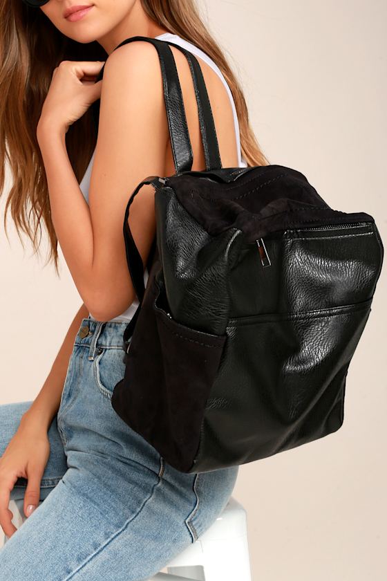 Chic Black Backpack - Vegan Leather Backpack - Black Tote Back - $44.00 ...