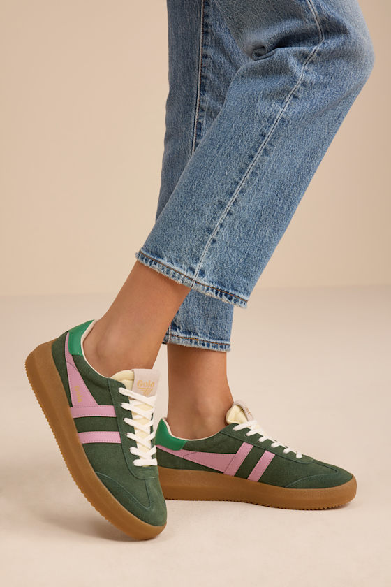 Gola Athena Evergreen & Lilac - Suede Leather Sneakers - Sneakers - Lulus