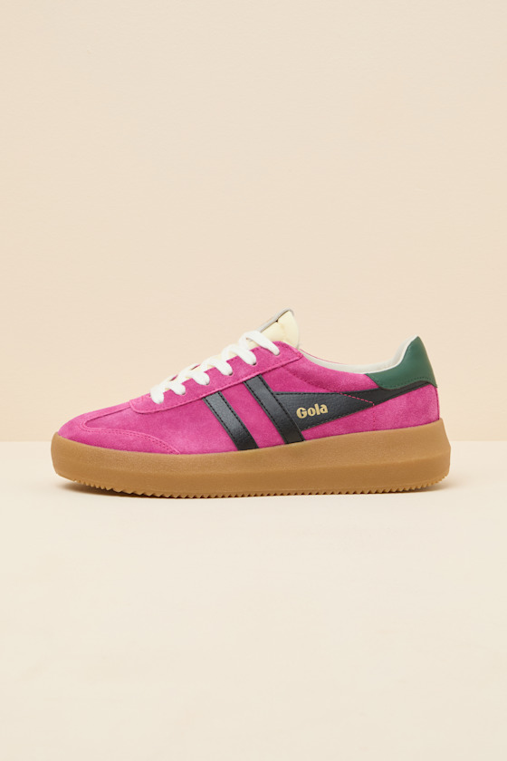 Gola Athena Fuchsia & Black - Suede Leather Sneakers - Sneakers - Lulus
