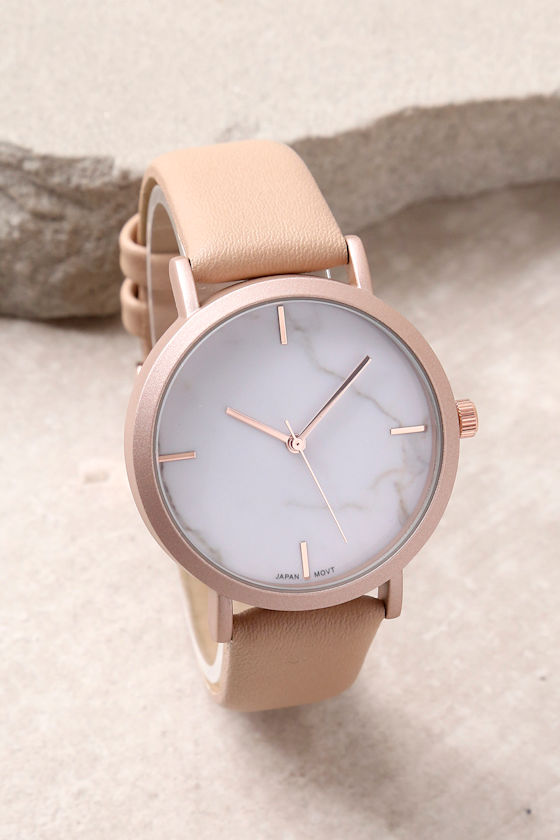 Sleek Beige Watch - Marble Watch - Women's Watch