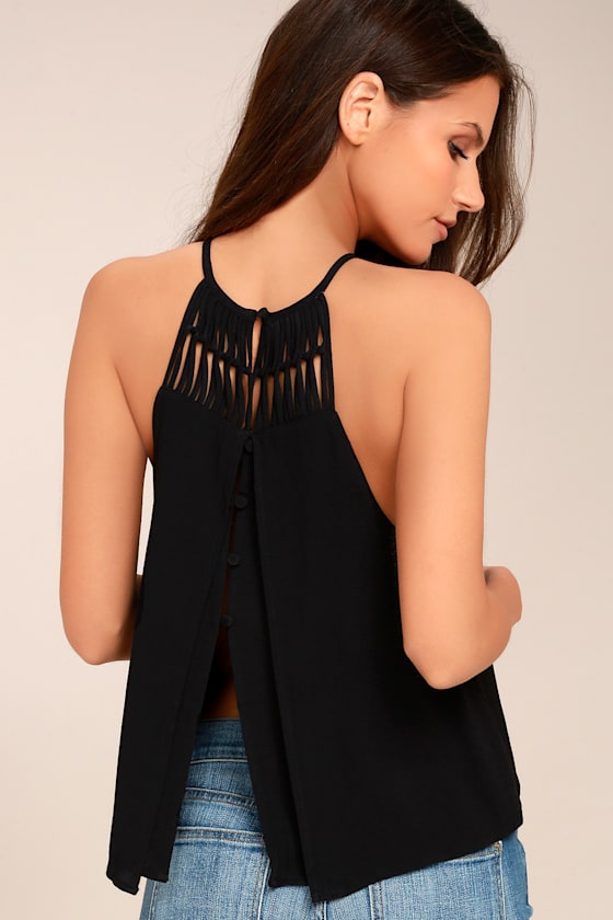Cute Black Tank Top - Strappy Tank Top - Black Tank - Lulus