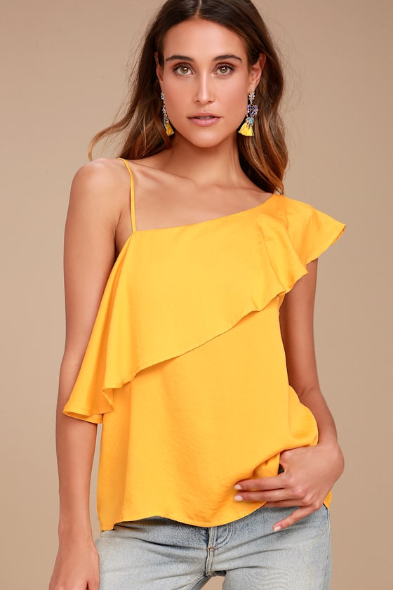 Cute Yellow Top - One Shoulder Top - Satin Top - Lulus