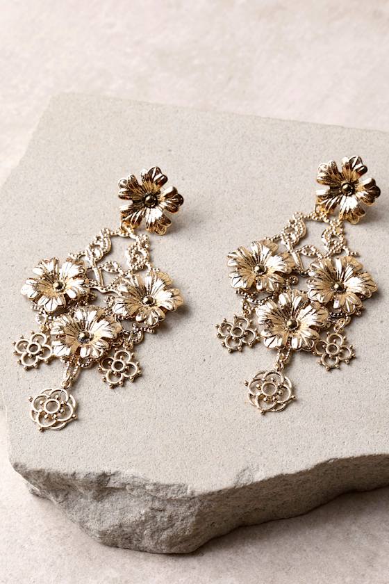 Stunning Gold Earrings - Flower Earrings - Boho Earrings - Lulus