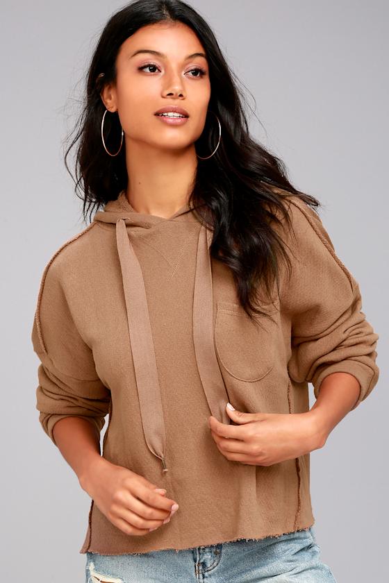 Others Follow Work It - Brown Cropped Hoodie - Lulus