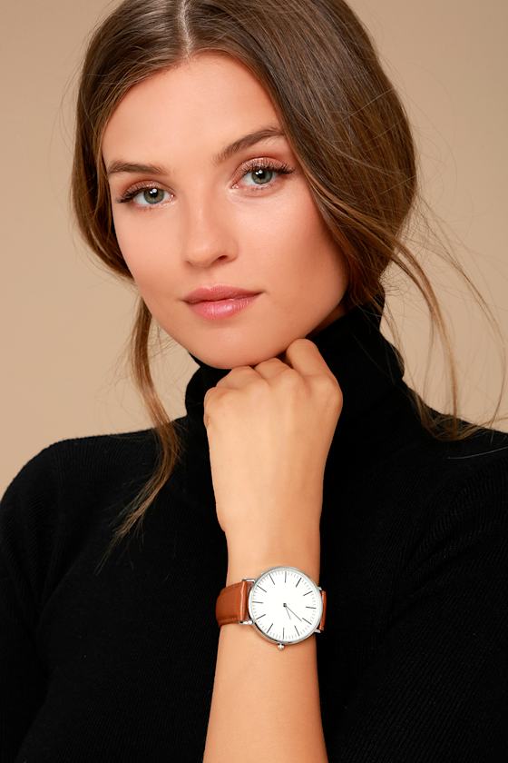 Classic Silver and Brown Watch - Vegan Leather Watch - Lulus