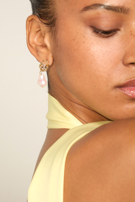 Petit Moments Abigail - Gold Drop Earrings - Pearl Drop Earrings - Lulus