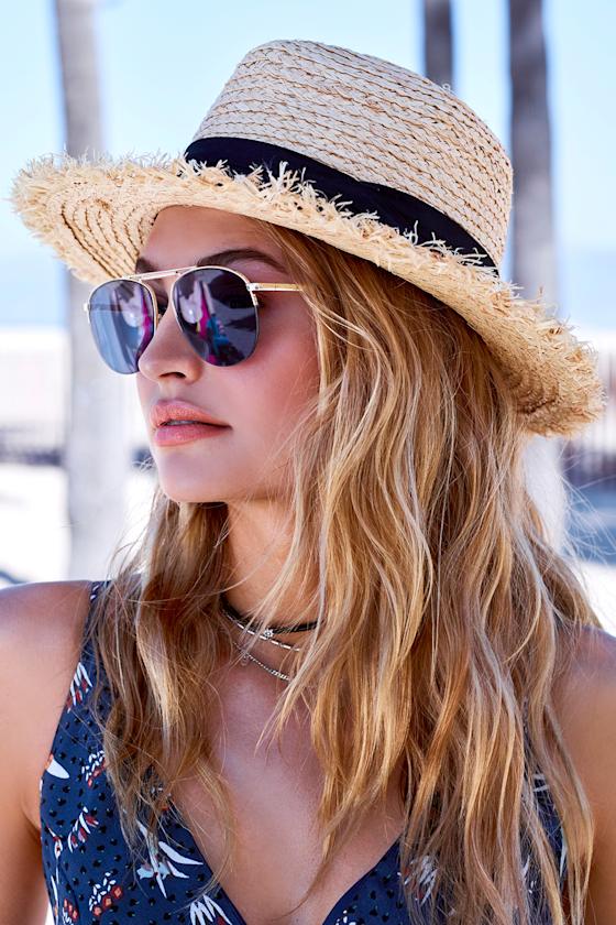 Cute Straw Hat - Beige Sun Hat - Fedora Hat - Straw Fedora - Lulus