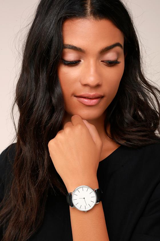 Classic Silver and Black Watch - Vegan Leather Watch - Lulus