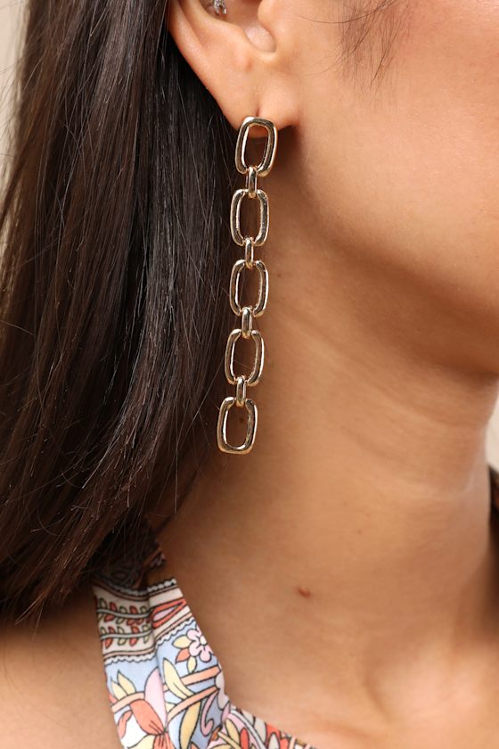 Gold Chain Link Earrings - Chain Link Drop Earrings - Earrings - Lulus