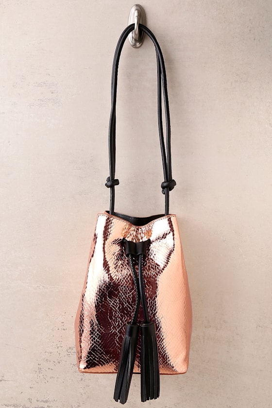 Chic Rose Gold Purse - Bucket Bag - Snake Print Bag - Lulus