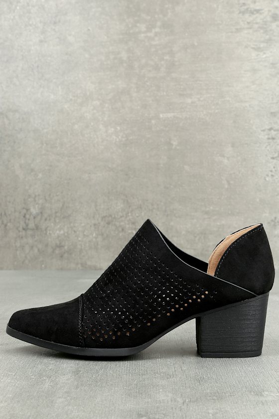 Cute Black Booties - Perforated Booties - Ankle Booties - Lulus