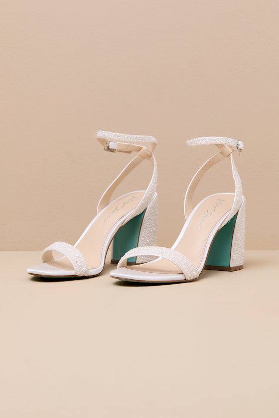 Betsey Johnson SB-Jet - Ivory Pearl Heels - Ankle Strap Heels - Lulus